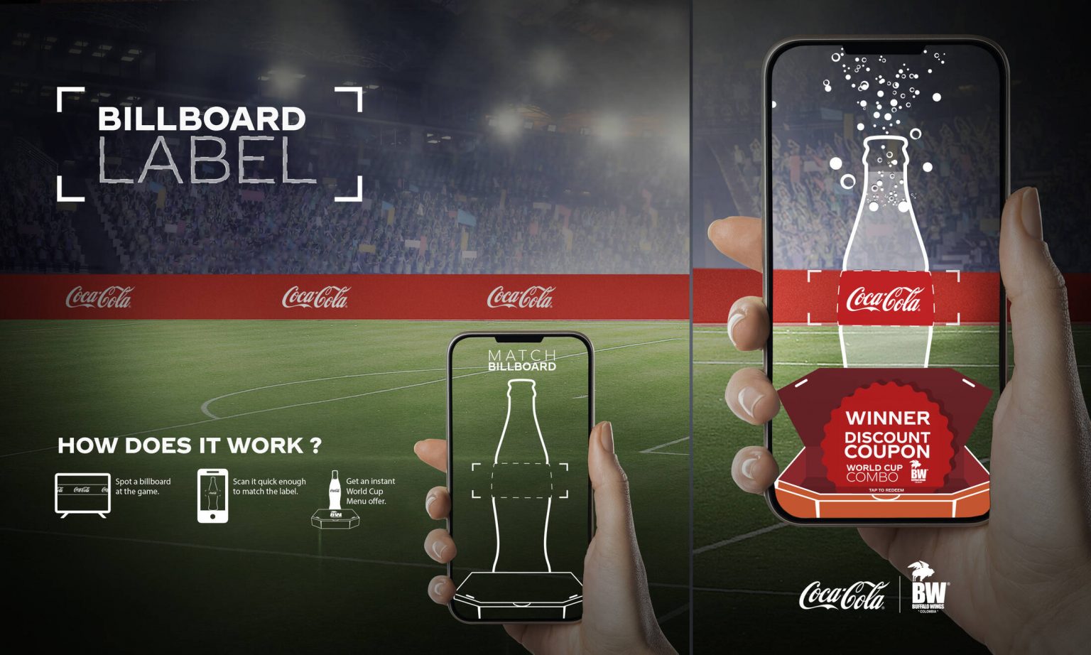 Coca-Cola kết hợp cùng Buffalo Wings biến bảng quảng cáo ở sân vận động ...